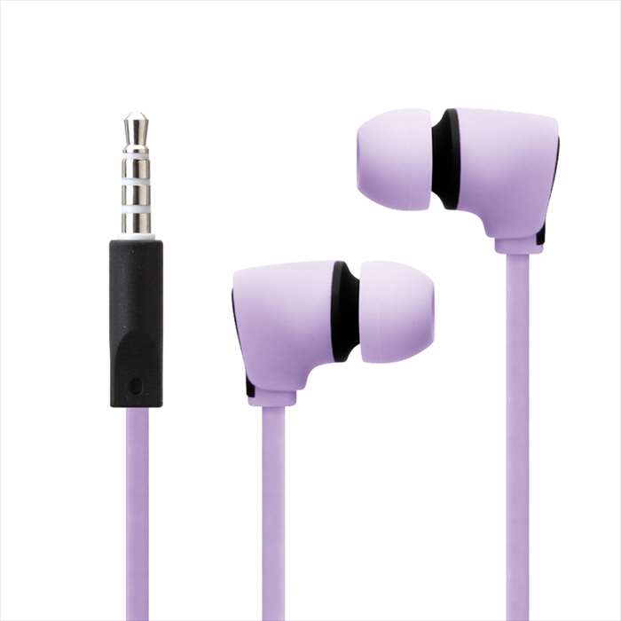 3.5mmステレオプラグ ステレオイヤホン カナルタイプ パープル PP3 絡みにくいフラットケーブル 1.2m ストレートプラグ リモコン操作 通話 PGA PG-SECE2PP3
